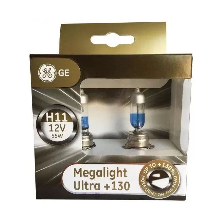 GE Megalight Ultra +130 H11 Car Headlight Bulbs (Twin) | PowerBulbs