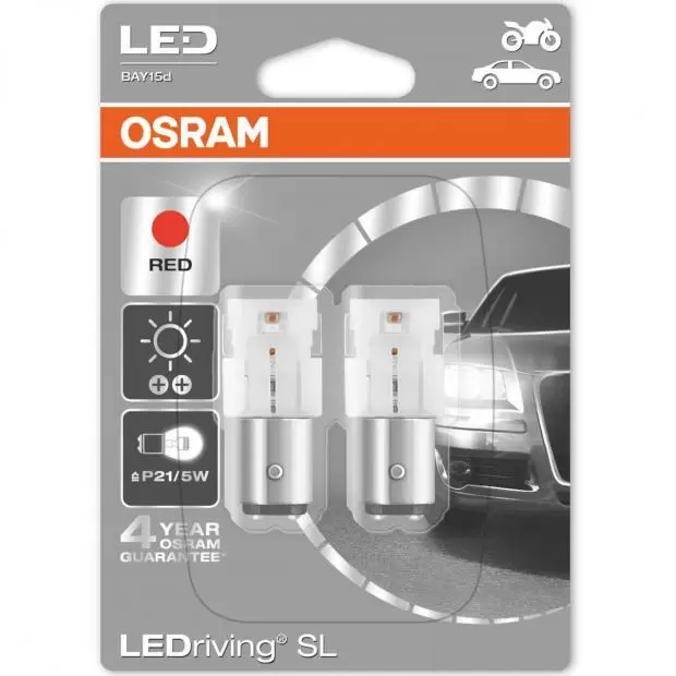 OSRAM LEDriving SL LED P21/5W Red | Twin Car Bulbs | PowerBulbs UK
