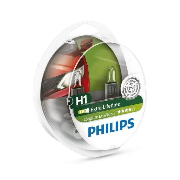 Philips LongLife EcoVision H1 Car Bulbs (Twin) | PowerBulbs UK