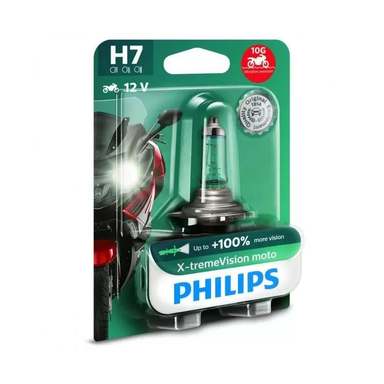 Philips X-treme Vision Moto H7 Motorcycle Bulbs | PowerBulbs